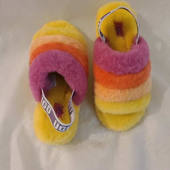 UGG | Shoes | Ugg Womens Unisex Fluffy Yeah Slides In Pride Rainbow ...